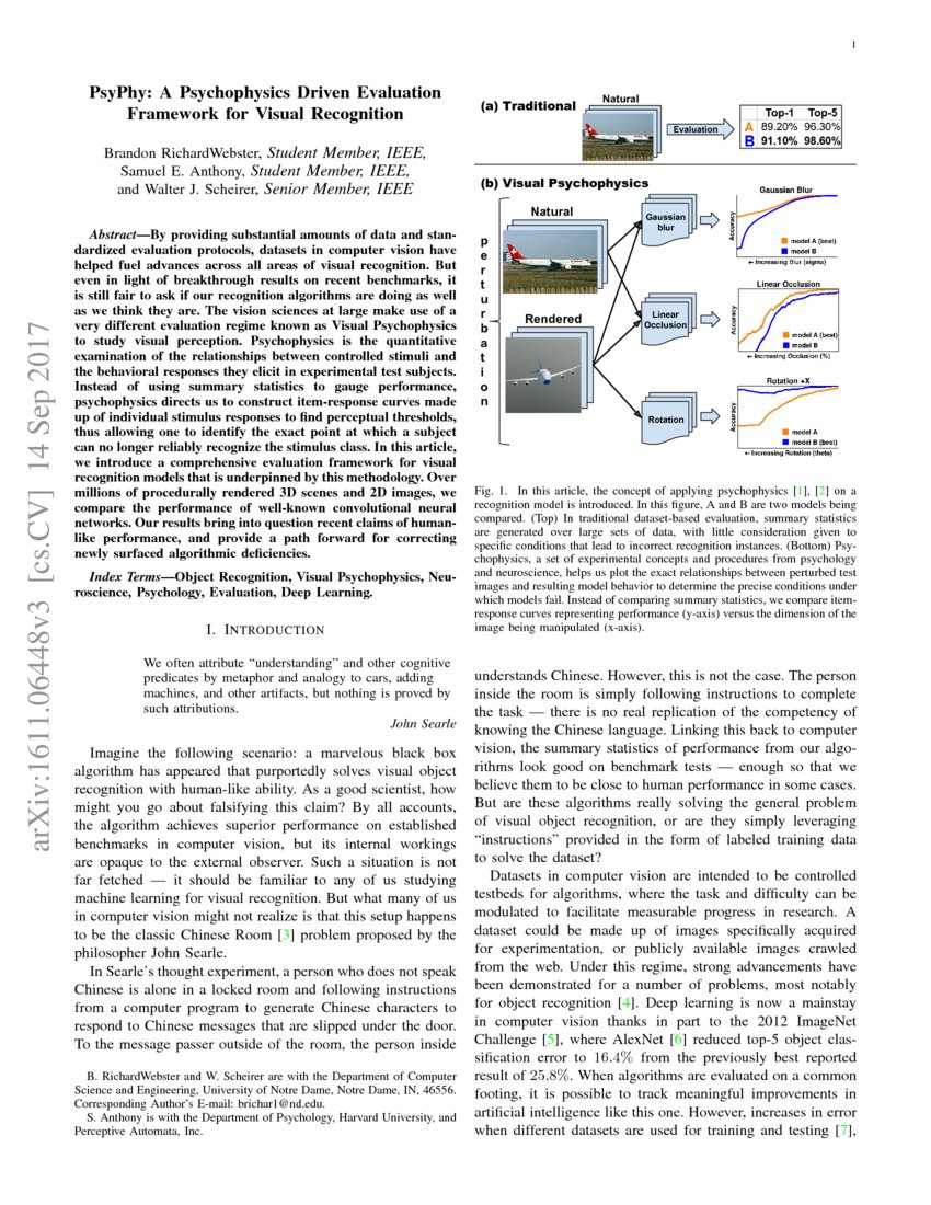PsyPhy: A Psychophysics Driven Evaluation Framework for Visual Recognition | DeepAI