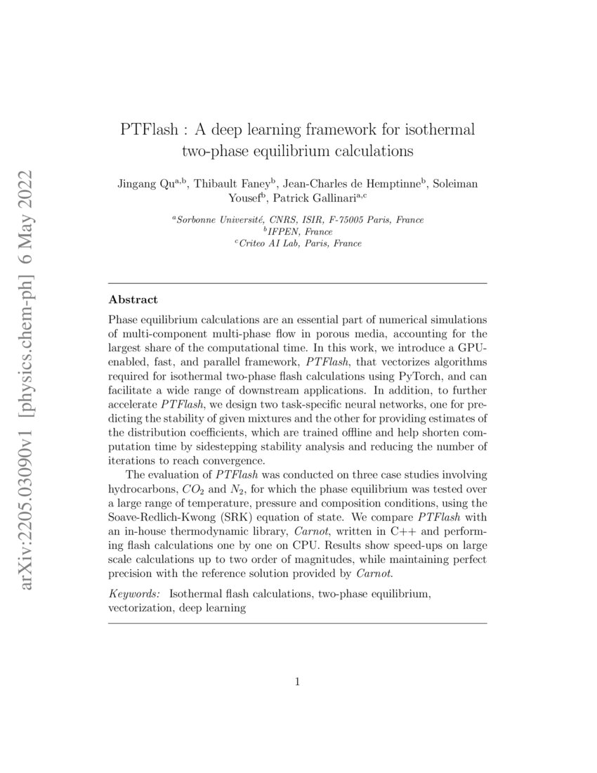 PTFlash: A deep learning framework for isothermal two-phase equilibrium ...
