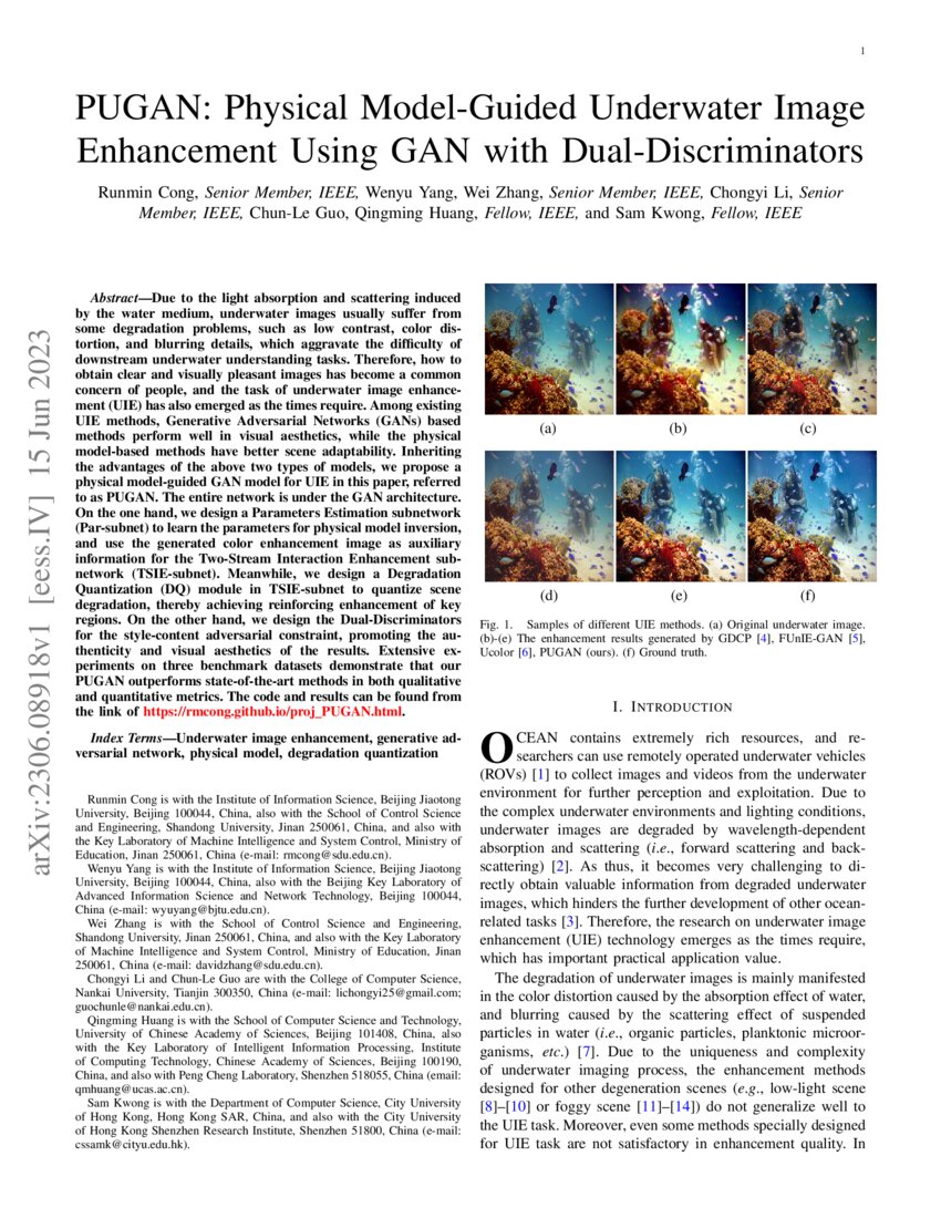 PUGAN: Physical Model-Guided Underwater Image Enhancement Using GAN ... PUGAN: Physical Model-Guided Underwater Image Enhancement Using GAN ...
