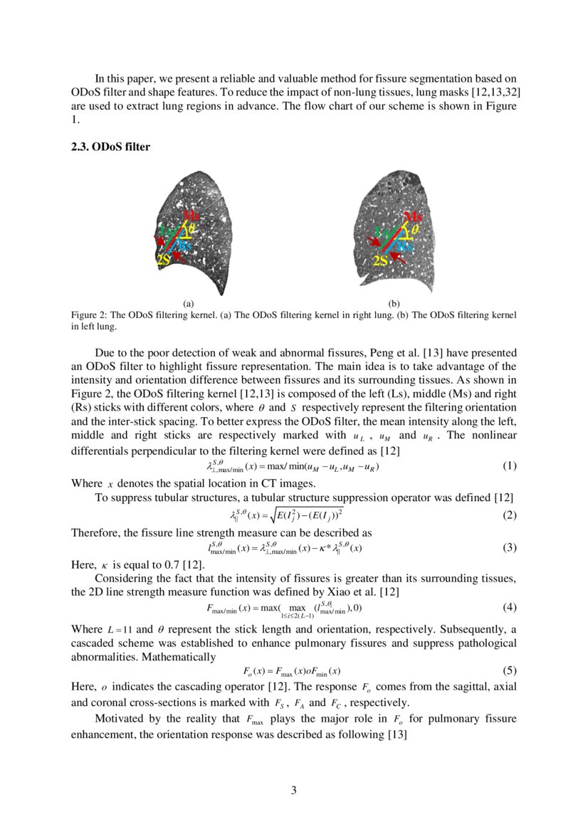 Pulmonary Fissure Segmentation In Ct Images Based On Odos Filter And Shape Features Deepai