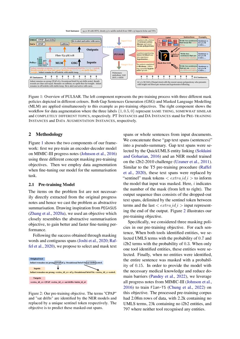 PULSAR: Pre-training with Extracted Healthcare Terms for Summarising Patients' Problems and Data ...