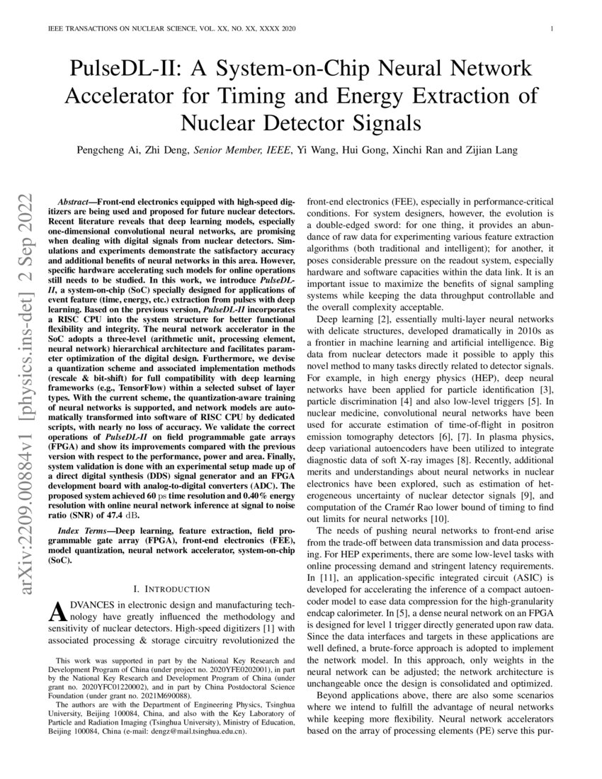PulseDL-II: A System-on-Chip Neural Network Accelerator for Timing and Energy Extraction of ...