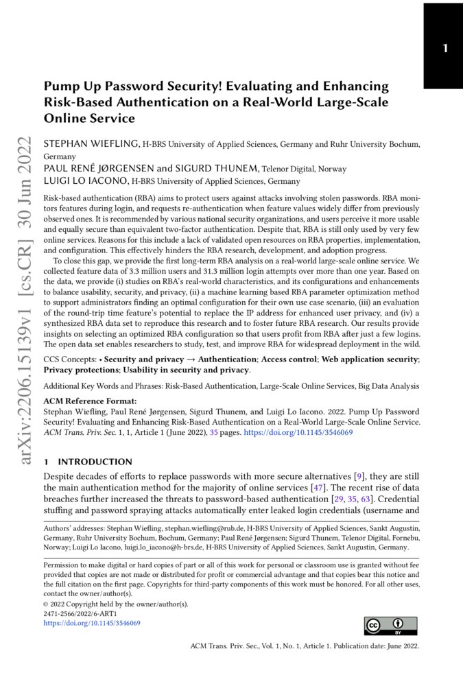 Pump Up Password Security! Evaluating and Enhancing Risk-Based Authentication on a Real-World ...