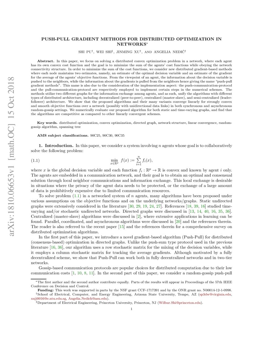 Push-Pull Gradient Methods for Distributed Optimization in Networks | DeepAI