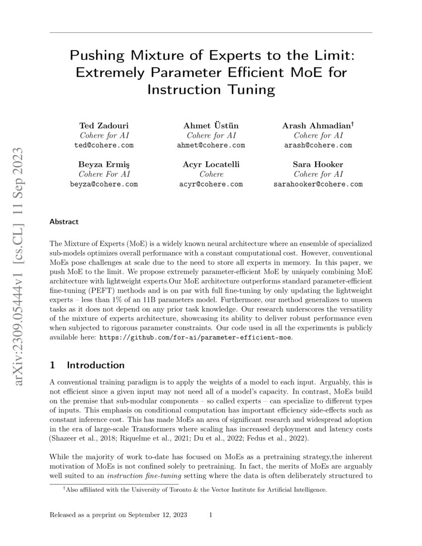 Pushing Mixture of Experts to the Limit: Extremely Parameter Efficient MoE for Instruction ...