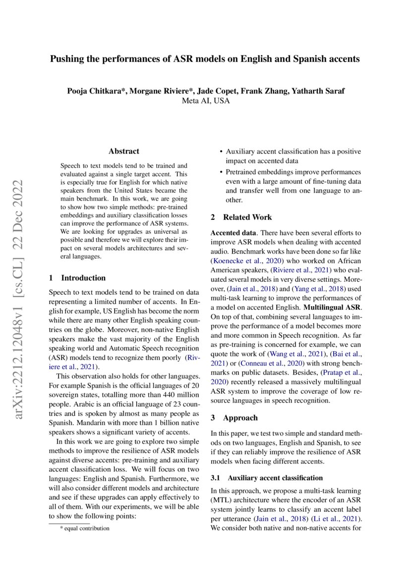 Pushing The Performances Of Asr Models On English And Spanish Accents Deepai