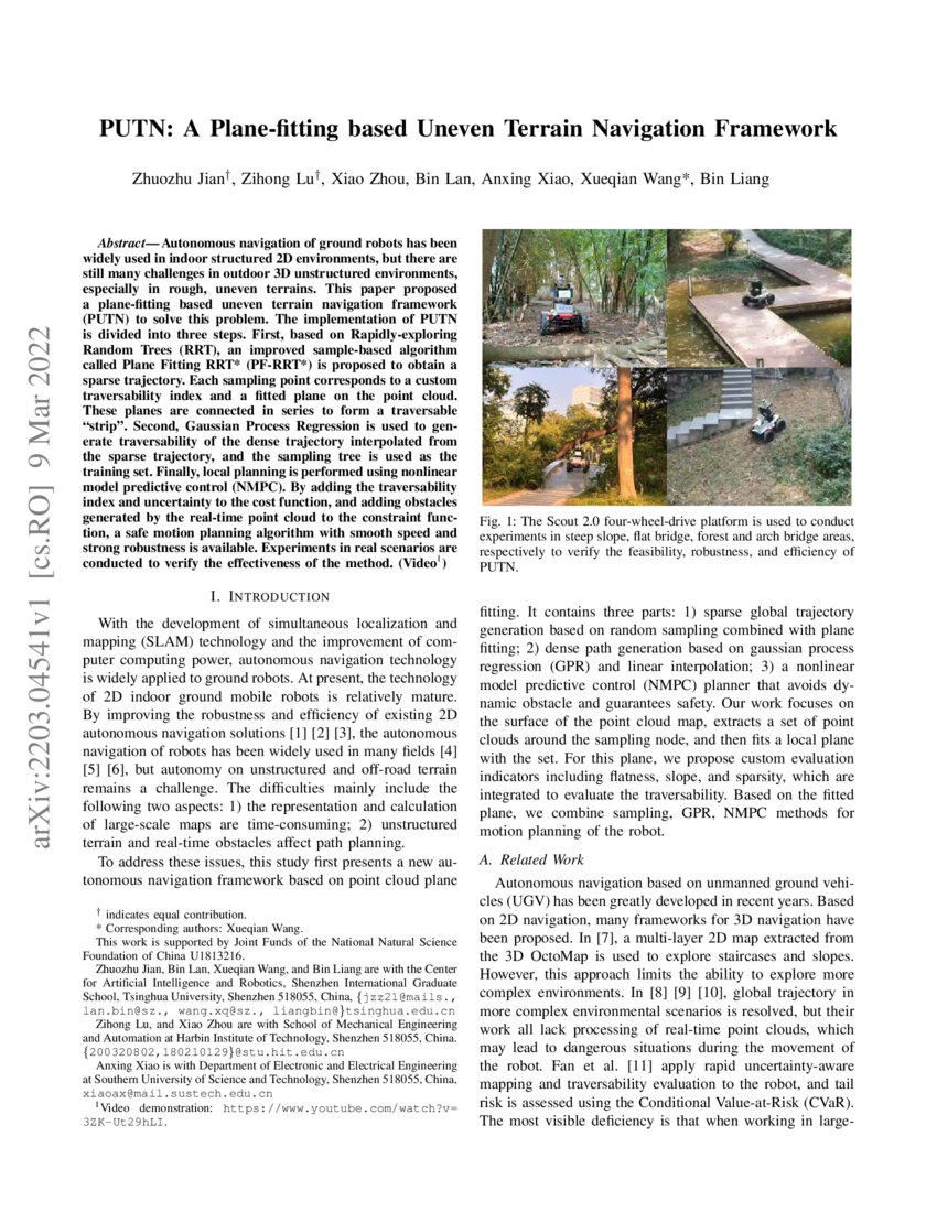 PUTN: A Plane-fitting based Uneven Terrain Navigation Framework | DeepAI