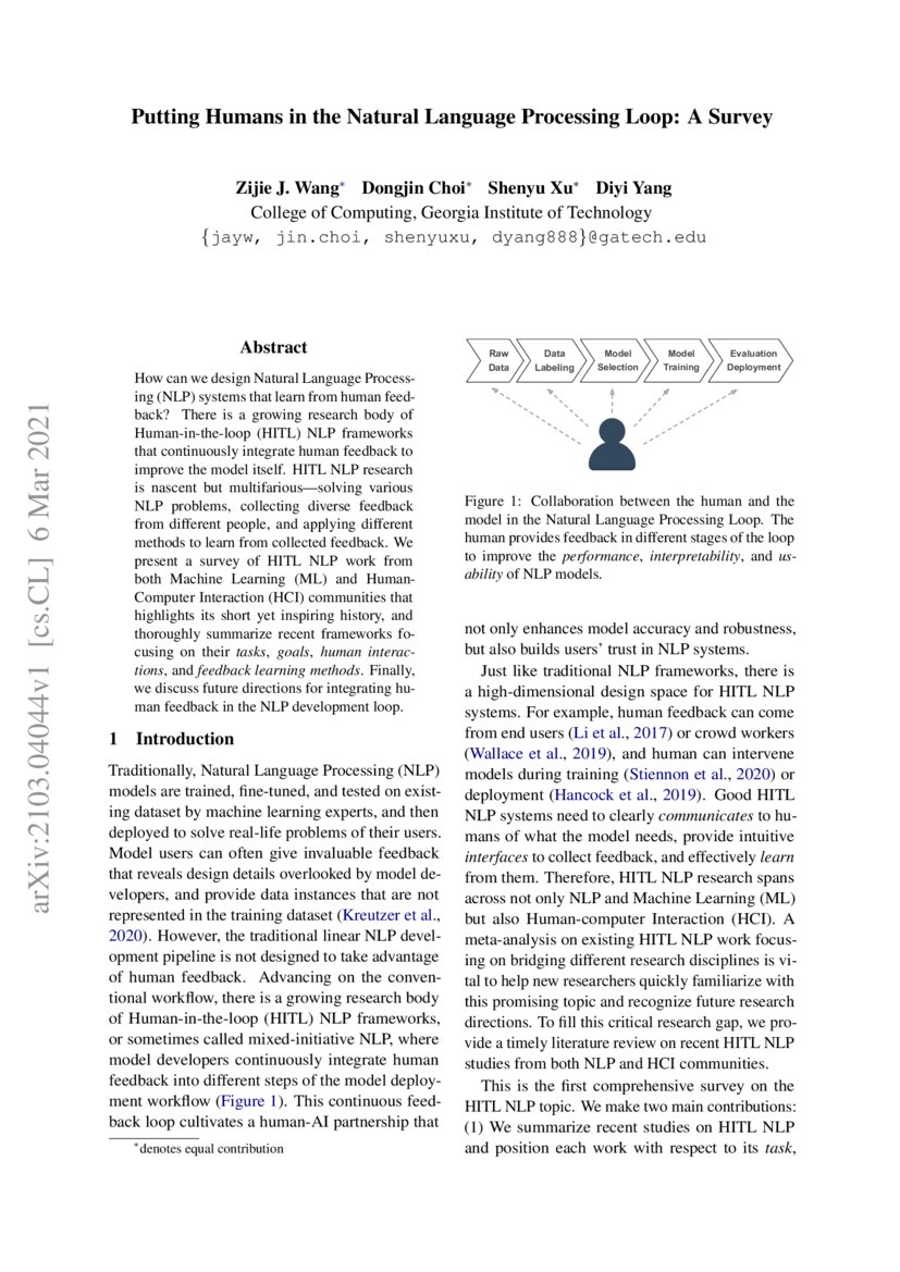 Putting Humans in the Natural Language Processing Loop: A Survey | DeepAI Putting Humans in the Natural Language Processing Loop: A Survey | DeepAI