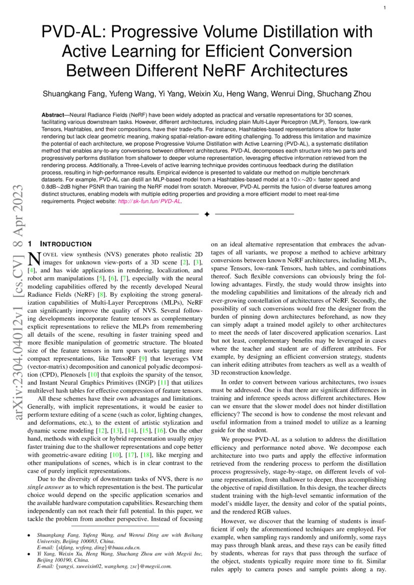 PVD-AL: Progressive Volume Distillation with Active Learning for Efficient Conversion Between ...