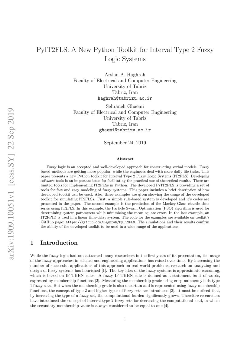 Pyit2fls A New Python Toolkit For Interval Type 2 Fuzzy Logic Systems Deepai