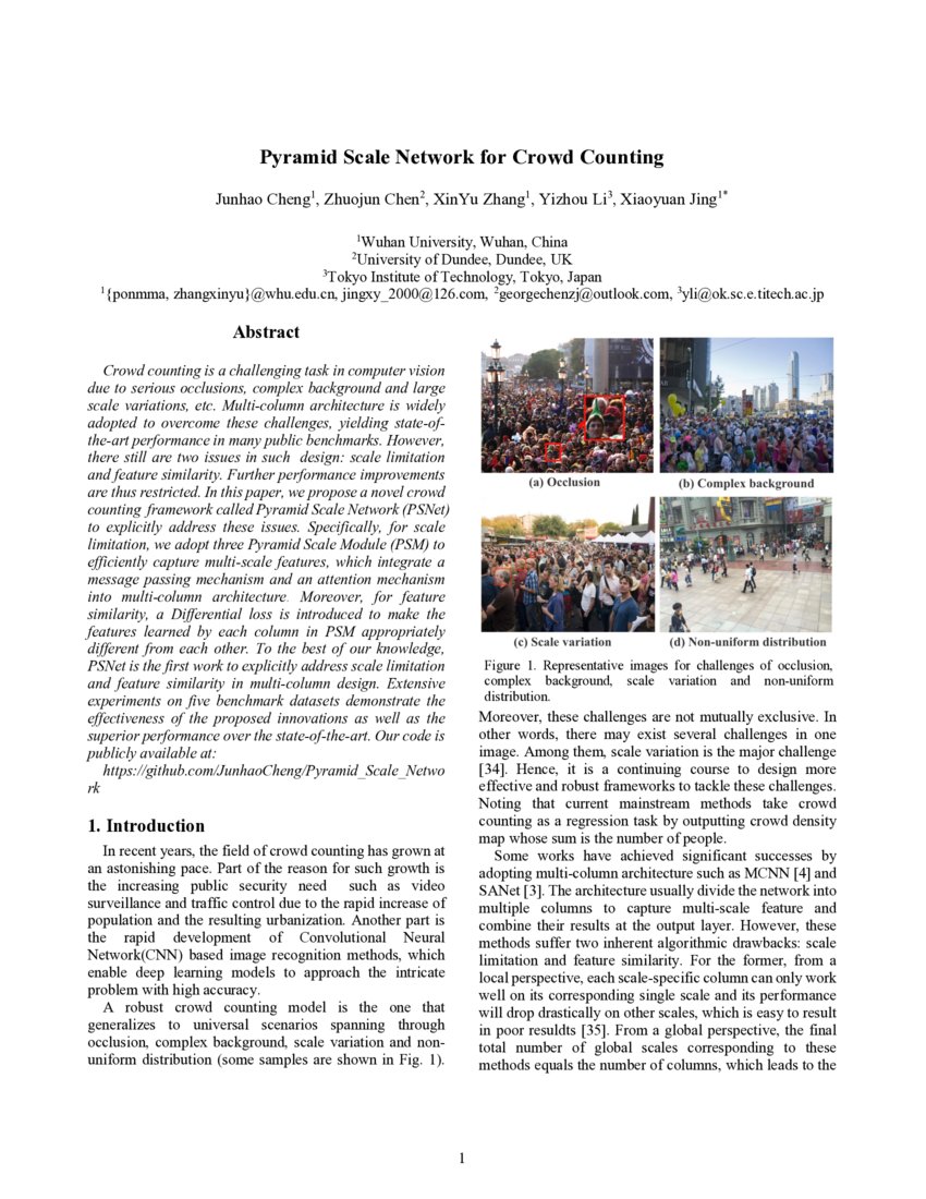 Pyramid Scale Network For Crowd Counting Deepai