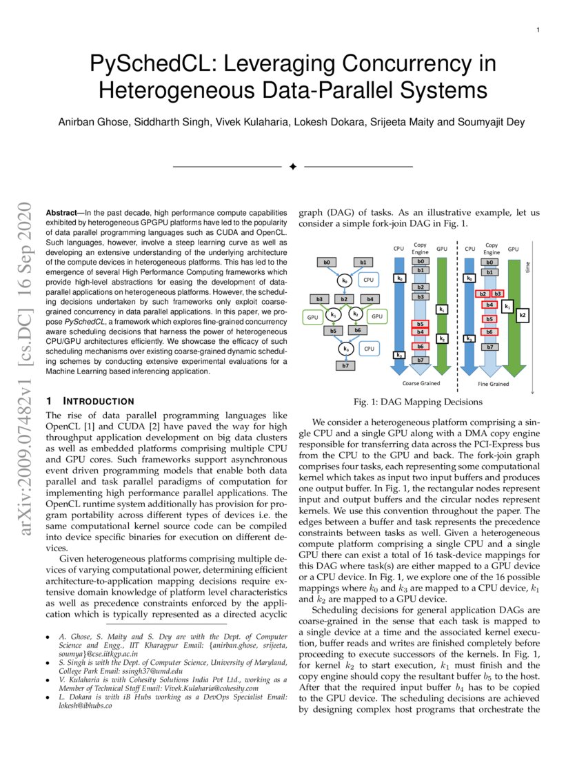 PySchedCL: Leveraging Concurrency in Heterogeneous Data-Parallel Systems | DeepAI