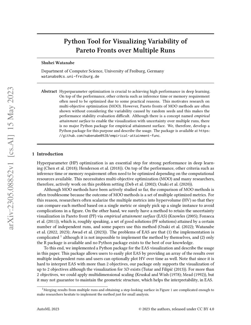 Python Tool For Visualizing Variability Of Pareto Fronts Over Multiple