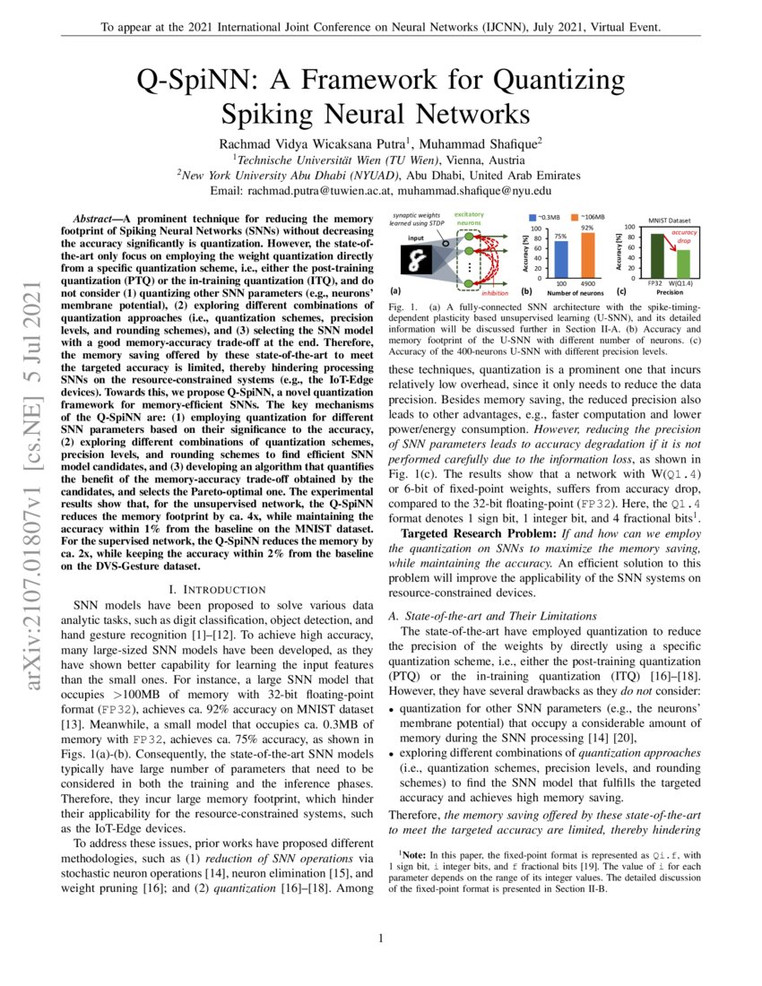 Q Spinn A Framework For Quantizing Spiking Neural Networks Deepai