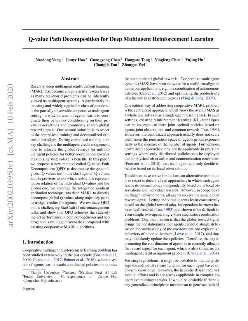 Q-value Path Decomposition for Deep Multiagent Reinforcement Learning ...