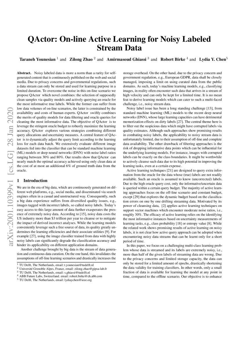 QActor: On-line Active Learning for Noisy Labeled Stream Data | DeepAI
