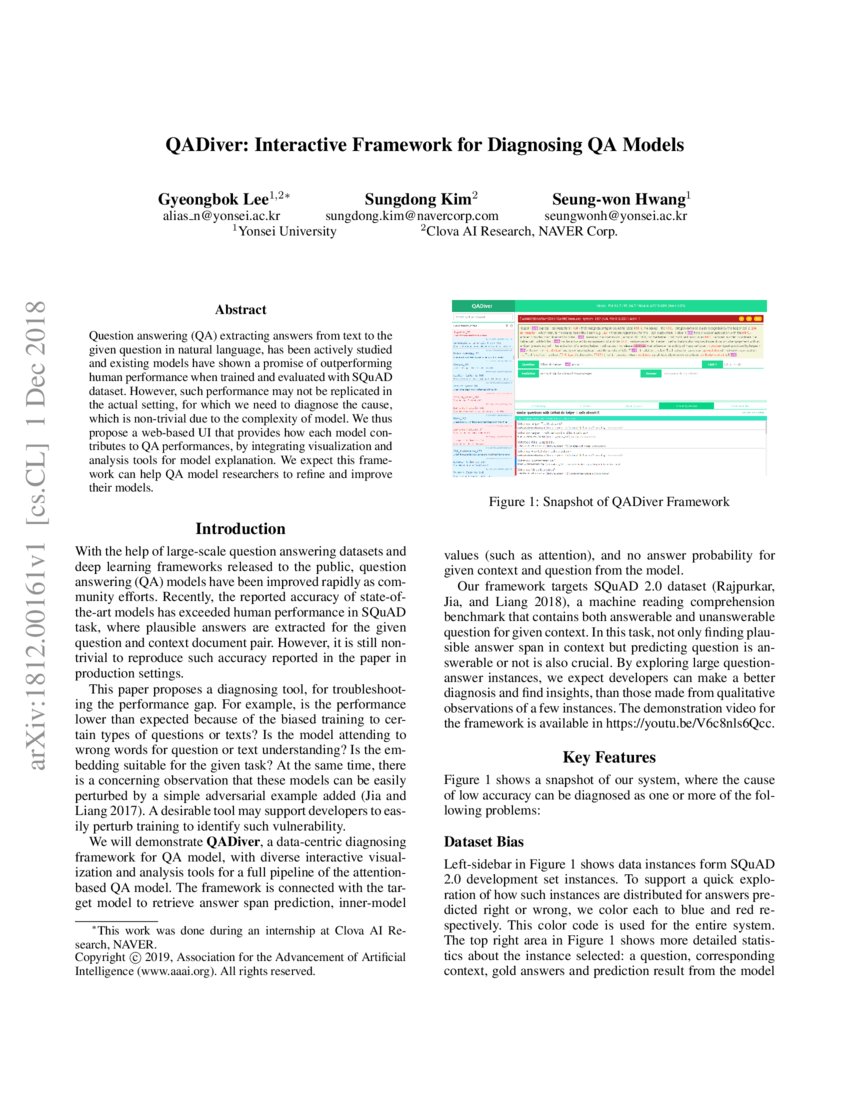 Qadiver Interactive Framework For Diagnosing Qa Models Deepai 