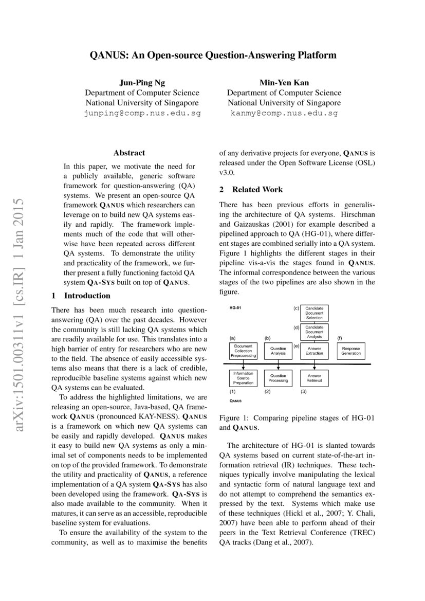 QANUS: An Open-source Question-Answering Platform | DeepAI
