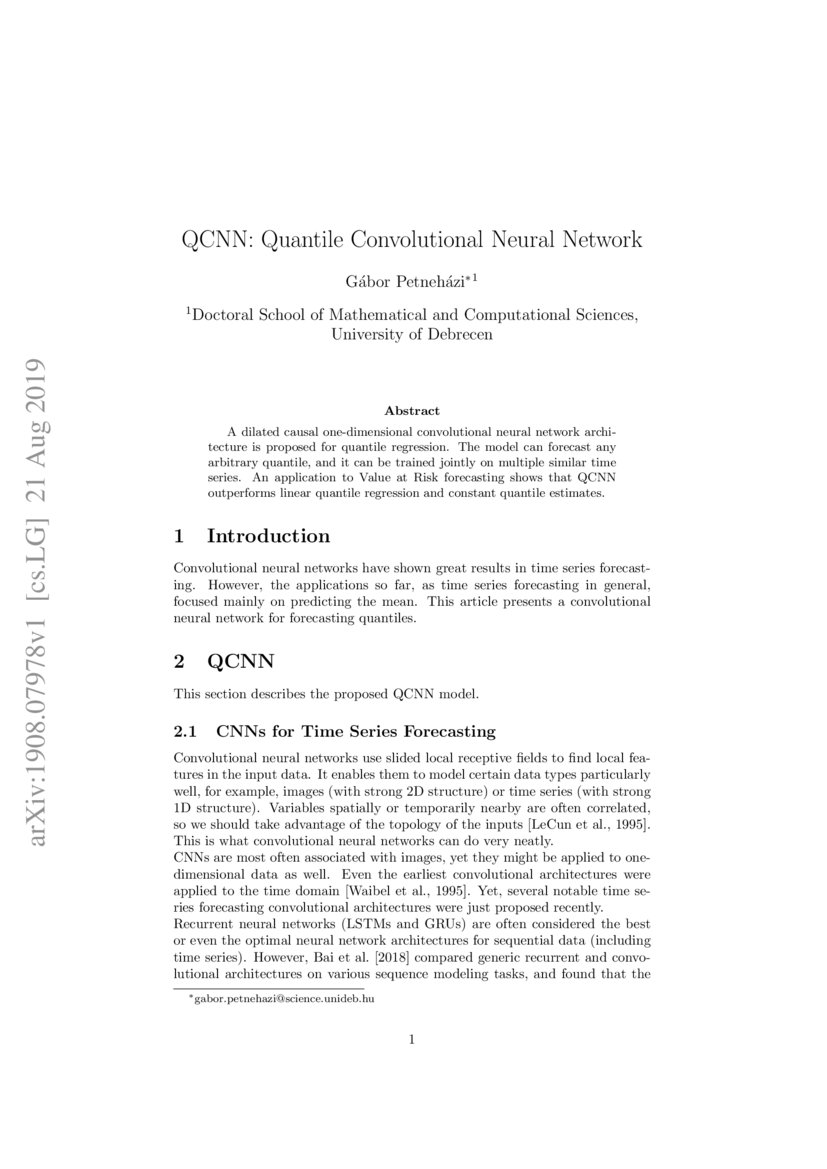 Qcnn Quantile Convolutional Neural Network Deepai