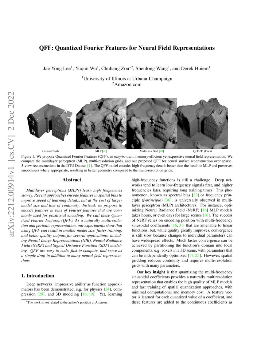 Qff Quantized Fourier Features For Neural Field Representations Deepai