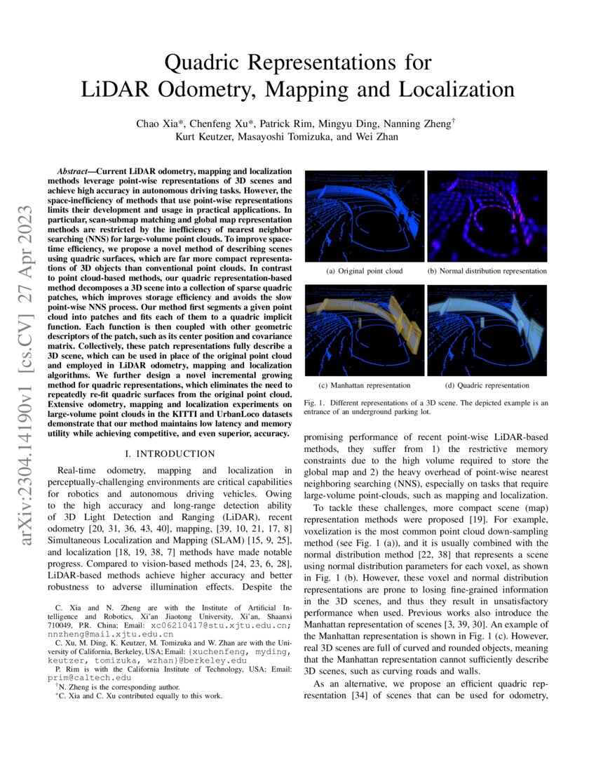Quadric Representations For Lidar Odometry Mapping And Localization Deepai