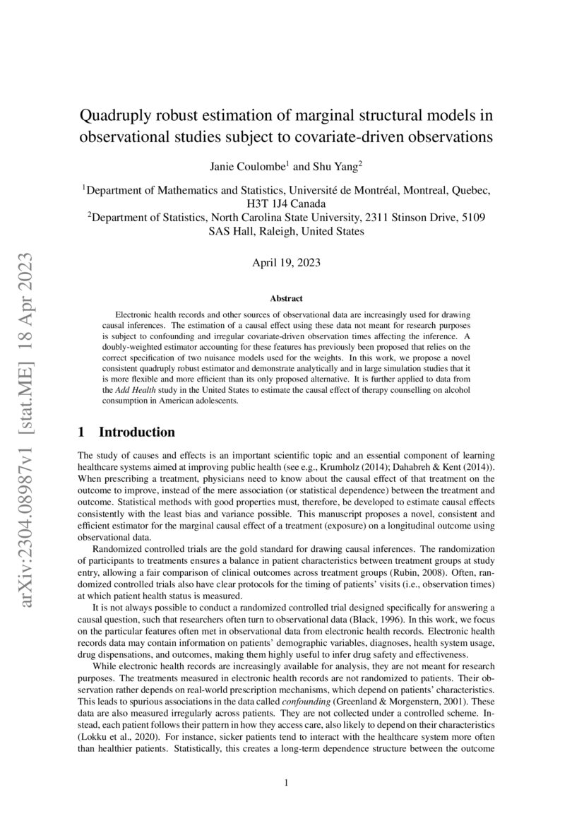 Quadruply Robust Estimation Of Marginal Structural Models In