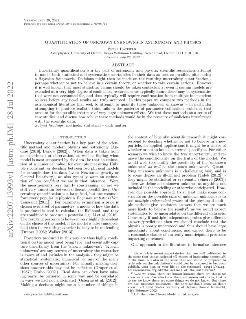 Quantification of Unknown Unknowns in Astronomy and Physics | DeepAI