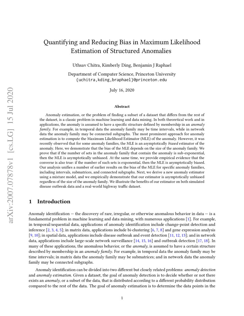 Quantifying and Reducing Bias in Maximum Likelihood Estimation of Structured Anomalies | DeepAI