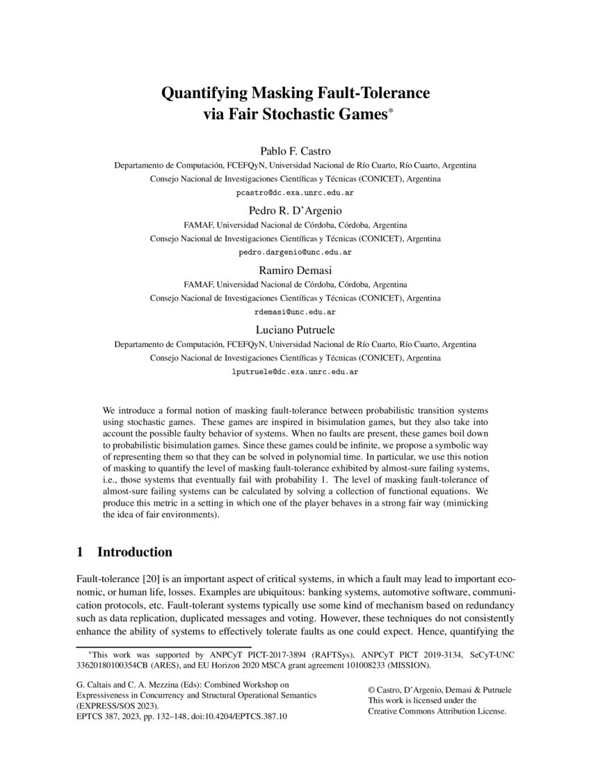 Quantifying Masking Fault Tolerance Via Fair Stochastic Games Deepai