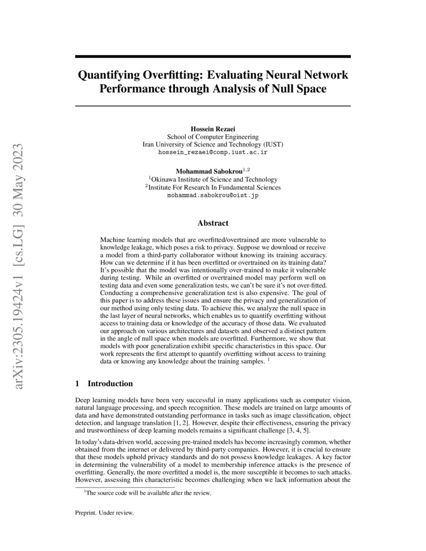 Quantifying Overfitting Evaluating Neural Network Performance Through Analysis Of Null Space