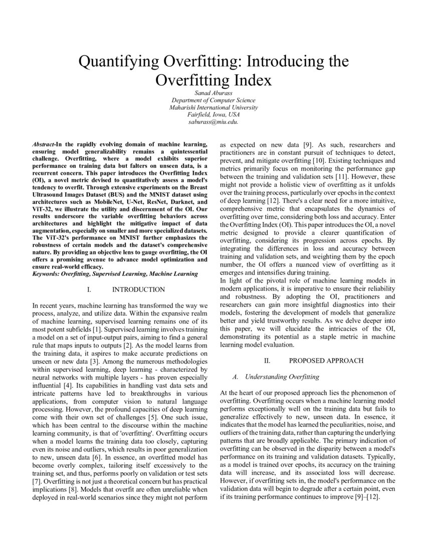 Quantifying Overfitting: Introducing the Overfitting Index | DeepAI