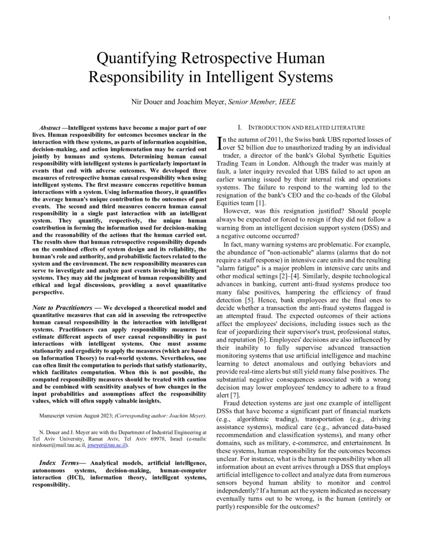 Quantifying Retrospective Human Responsibility in Intelligent Systems ... Quantifying Retrospective Human Responsibility in Intelligent Systems ...