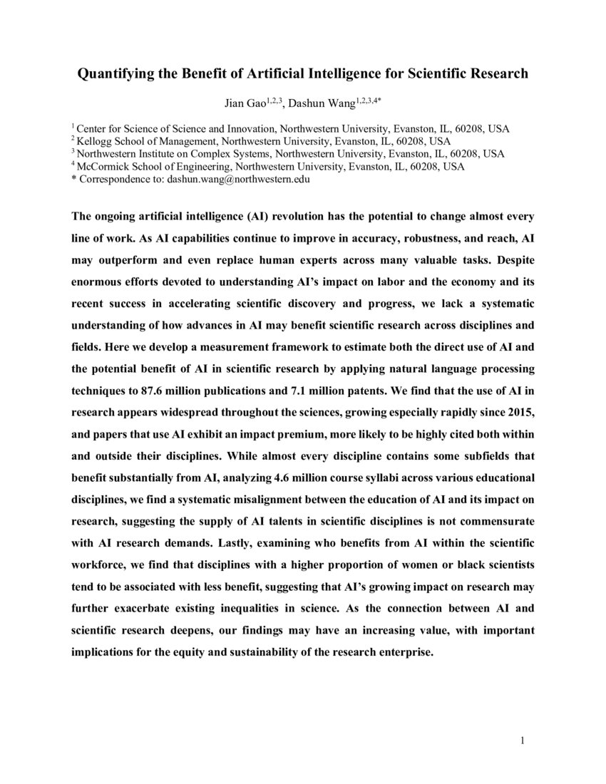Quantifying the Benefit of Artificial Intelligence for Scientific ...