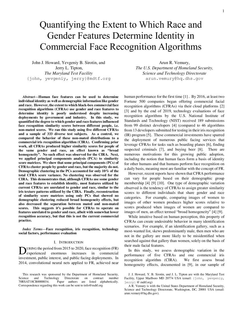 Quantifying the Extent to Which Race and Gender Features Determine ...