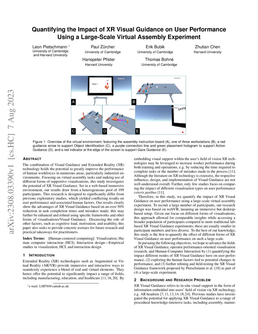 Quantifying the Impact of XR Visual Guidance on User Performance Using ...