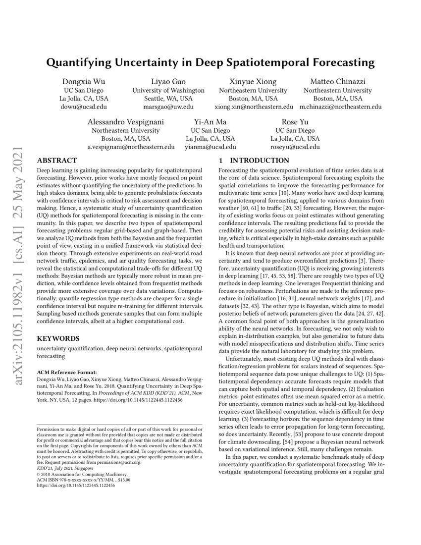 Quantifying Uncertainty in Deep Spatiotemporal Forecasting | DeepAI