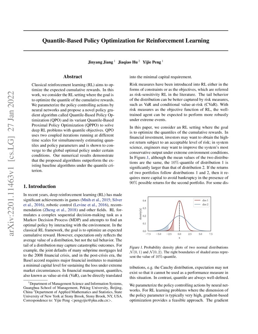 Quantile-Based Policy Optimization for Reinforcement Learning | DeepAI