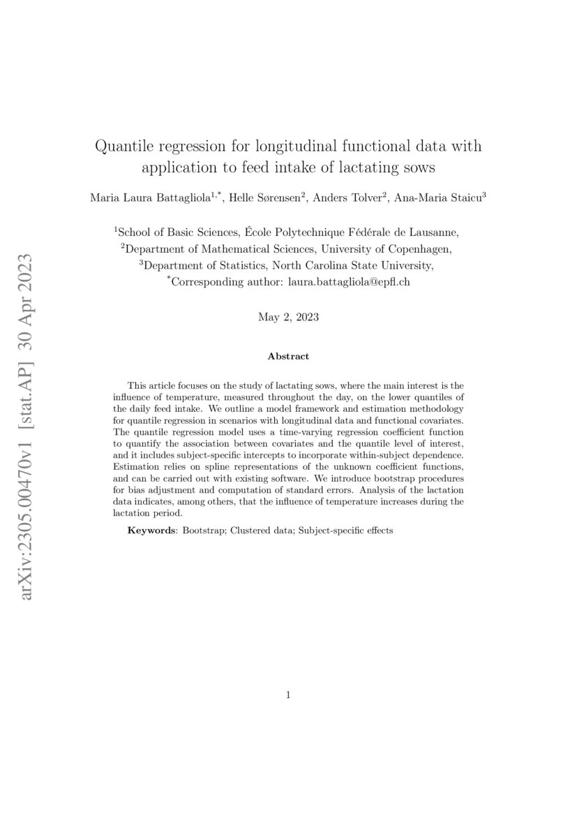 Quantile Regression For Longitudinal Functional Data With Application To Feed Intake Of