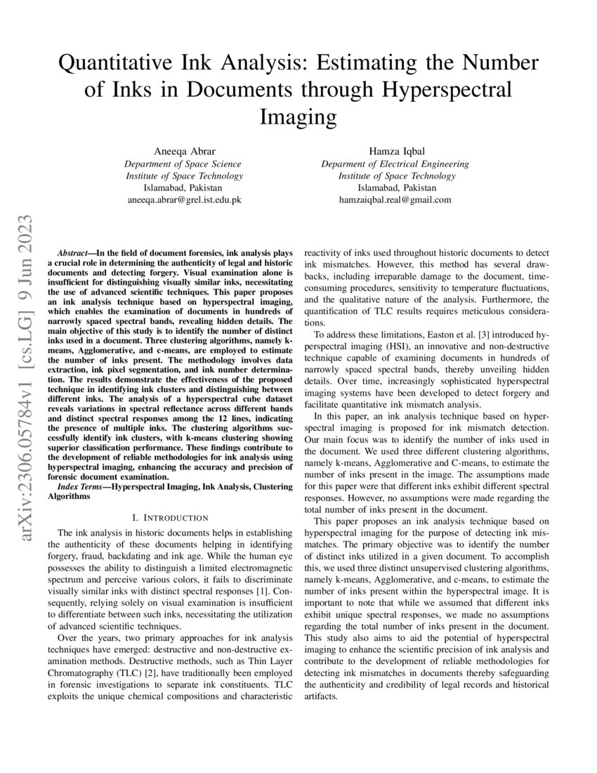 Quantitative Ink Analysis: Estimating the Number of Inks in Documents ...