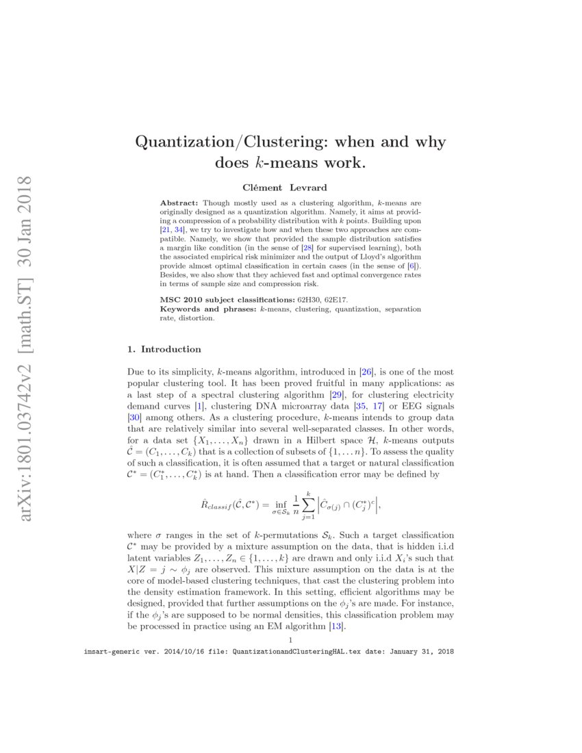 Quantization/clustering: when and why does k-means work? | DeepAI