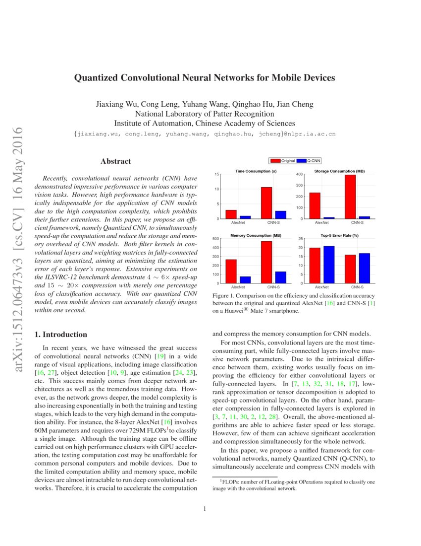 Quantized Convolutional Neural Networks for Mobile Devices | DeepAI
