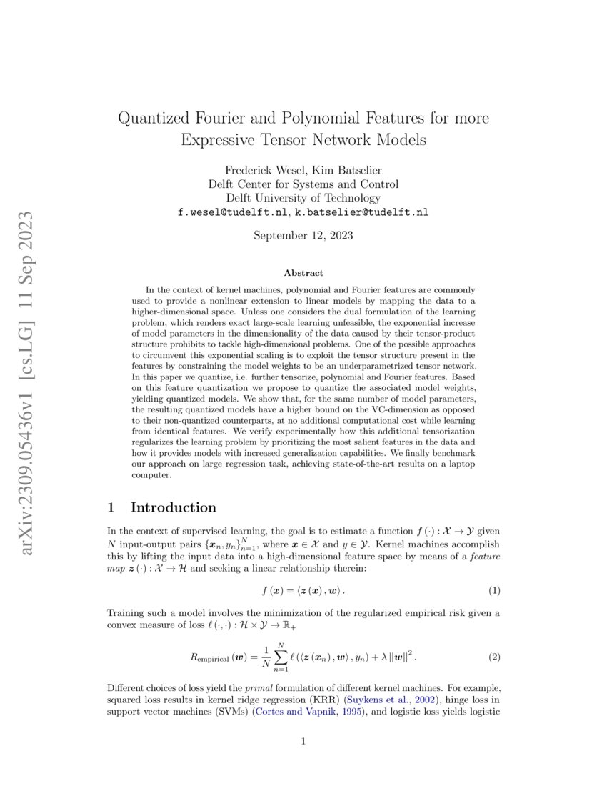 Quantized Fourier and Polynomial Features for more Expressive Tensor Network Models | DeepAI
