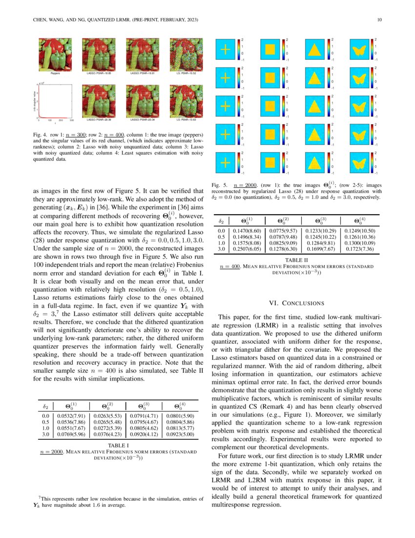 Quantized Low-Rank Multivariate Regression with Random Dithering | DeepAI