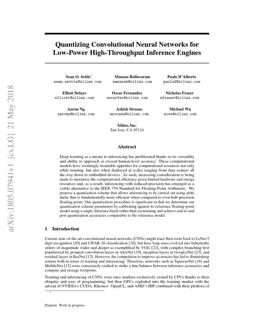 Quantizing Convolutional Neural Networks for Low-Power High-Throughput ... Quantizing Convolutional Neural Networks for Low-Power High-Throughput ...