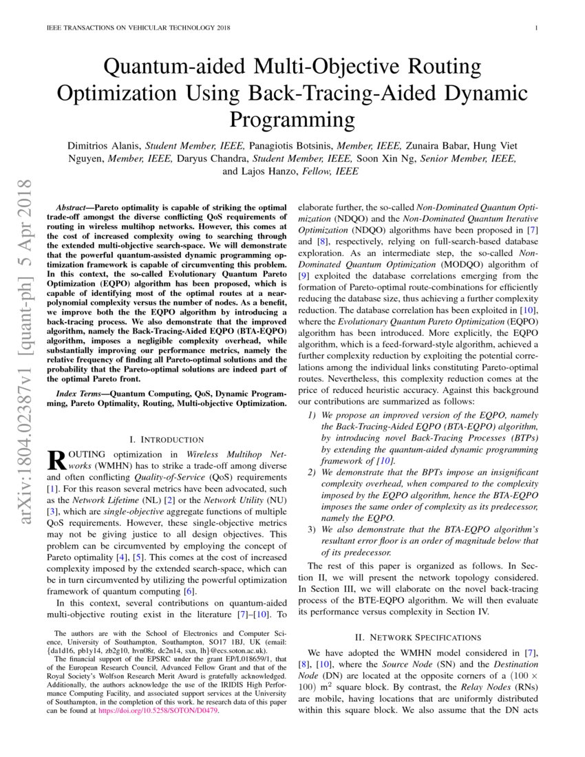 Quantum-aided Multi-Objective Routing Optimization Using Back-Tracing ...