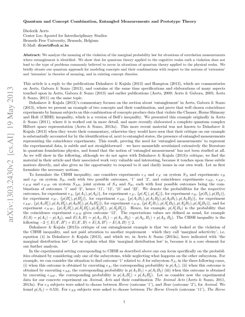 Quantum and Concept Combination, Entangled Measurements and Prototype ...