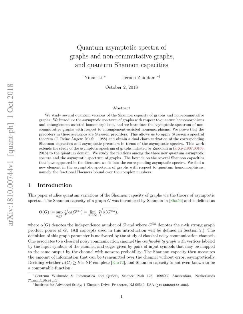 Quantum asymptotic spectra of graphs and non-commutative graphs, and quantum Shannon capacities ...