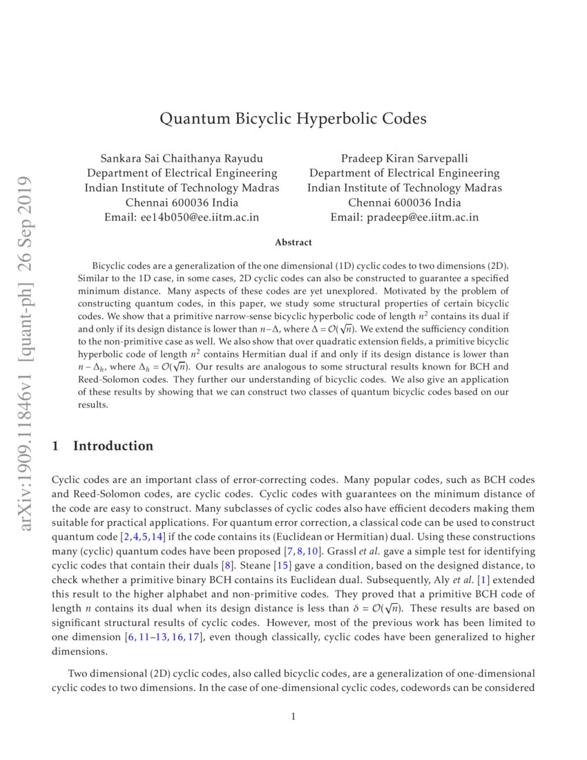 Quantum Bicyclic Hyperbolic Codes | DeepAI