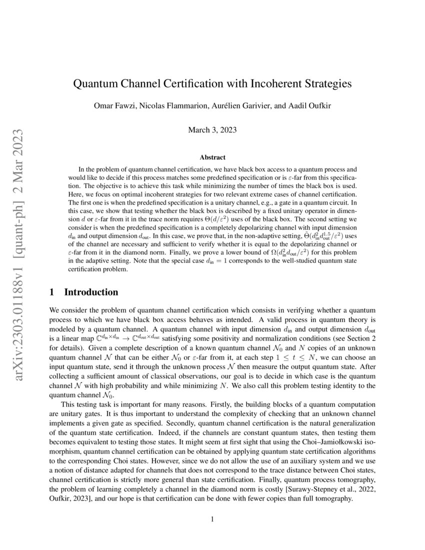 Quantum Channel Certification with Incoherent Strategies | DeepAI