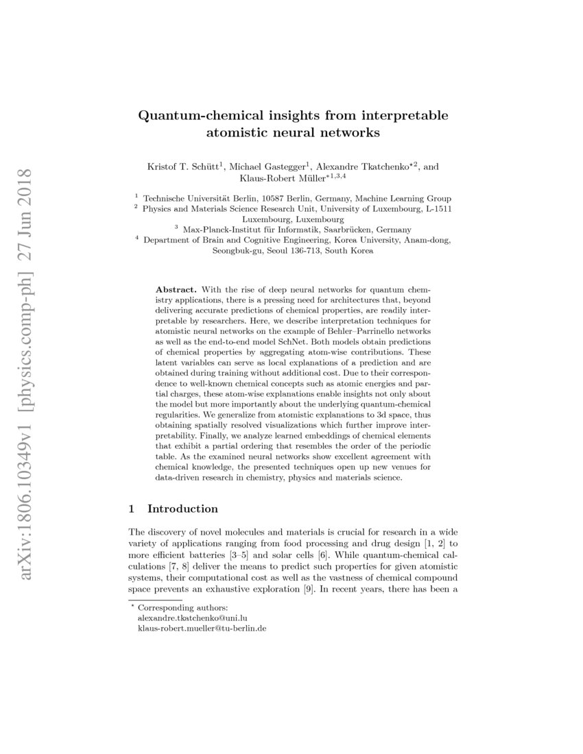 Quantum-chemical insights from interpretable atomistic neural networks ...